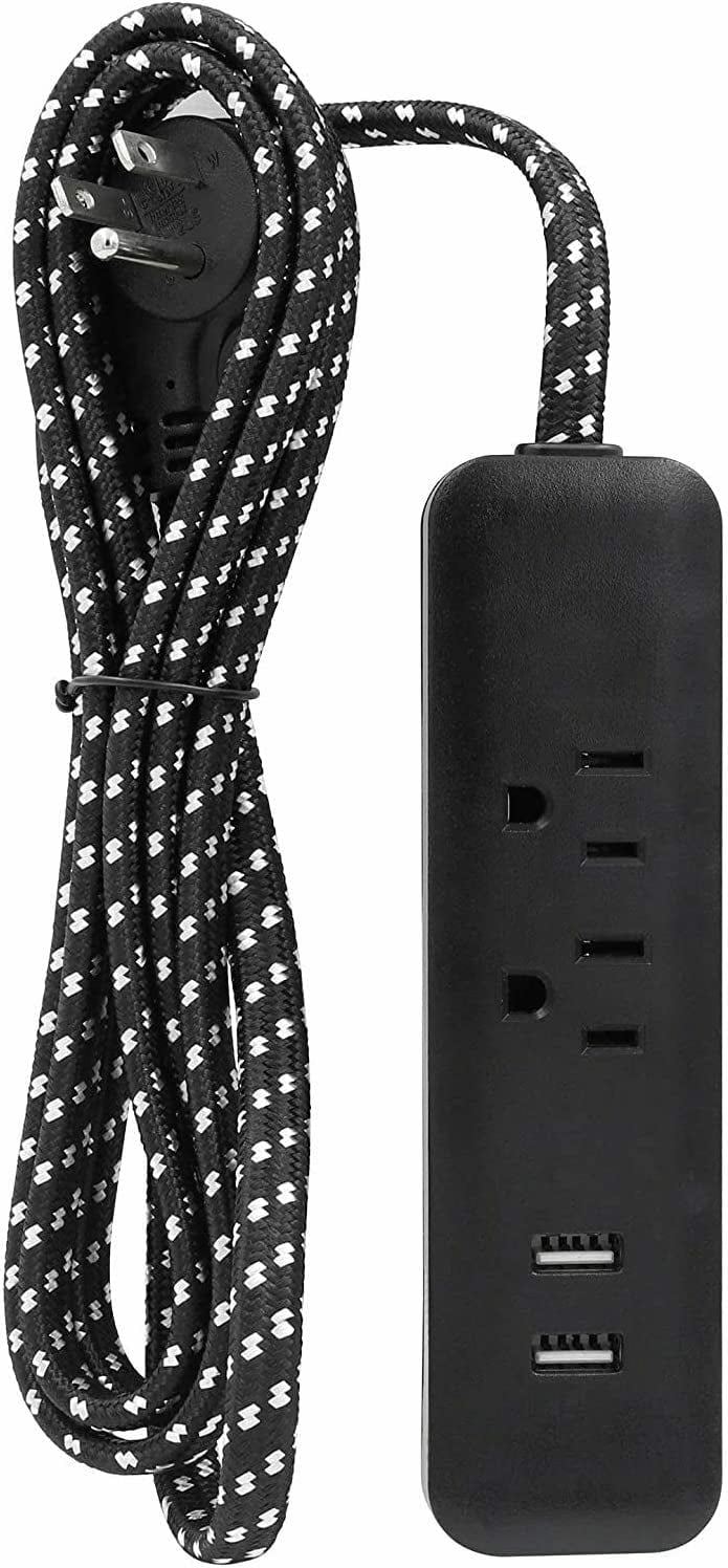 Clear Power 6 ft Black 2 Outlet Indoor Extension Cord - Walmart.com