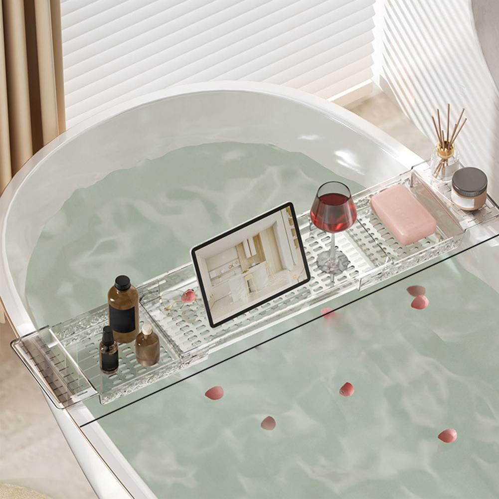 Clear PremiumBathtub Tray Caddy, Expandable Bath Tray Tub Tab For Tub ...