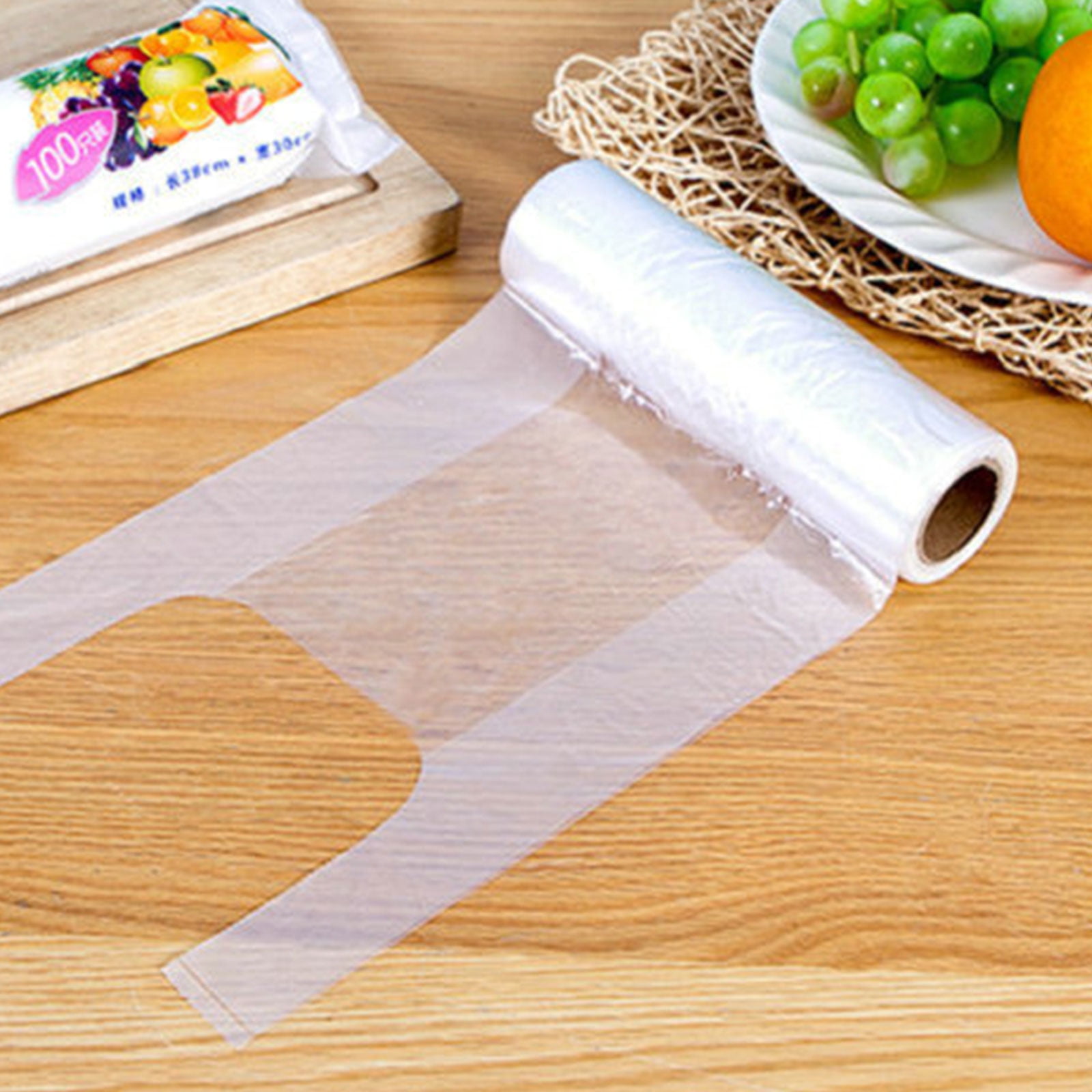 Clear Produce Bags - 100 Bags, Durable Plastic Bags for Storing Food ...