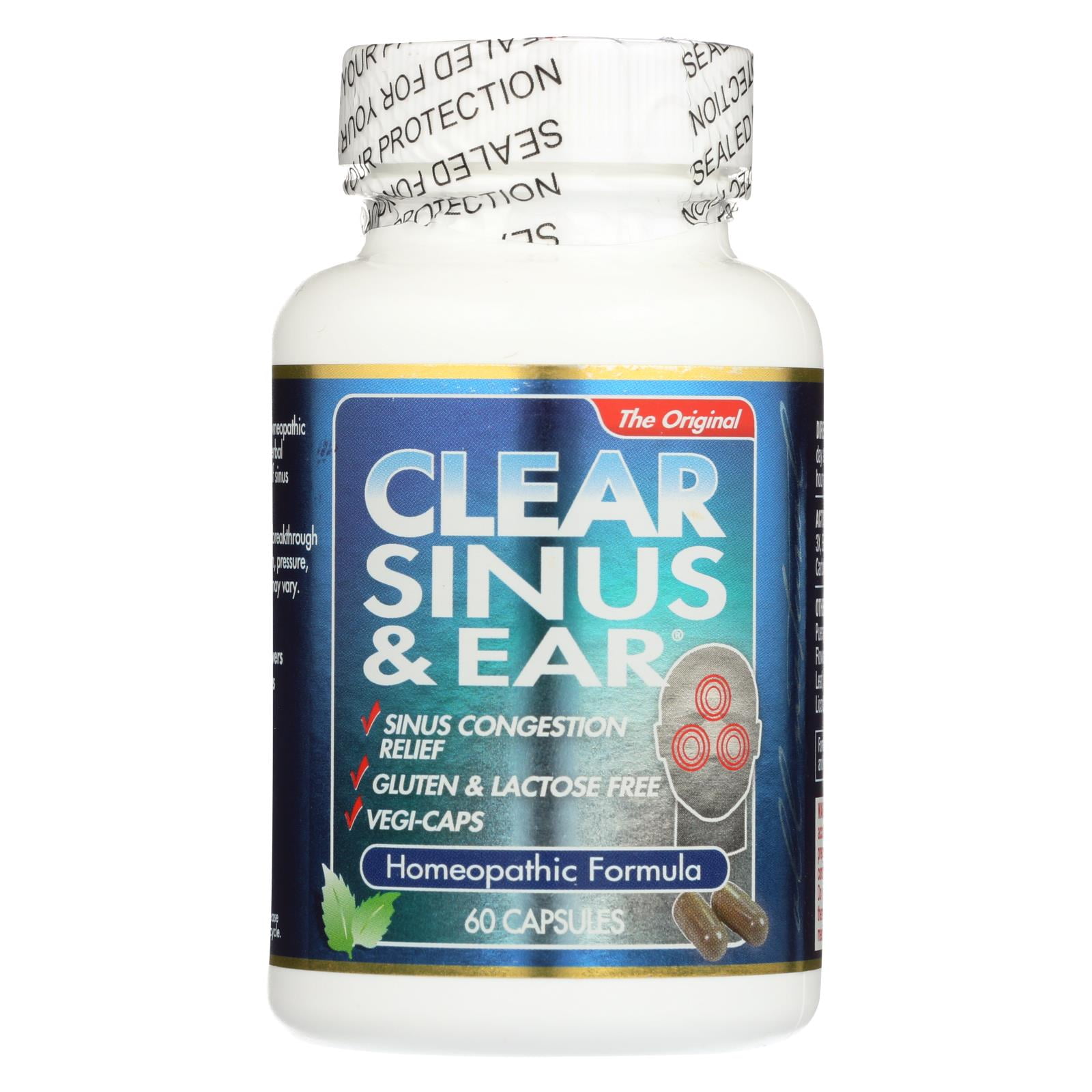 Clear Products Sinus & Ear Relief, 60 Ct - Congestion Decongestant for ...