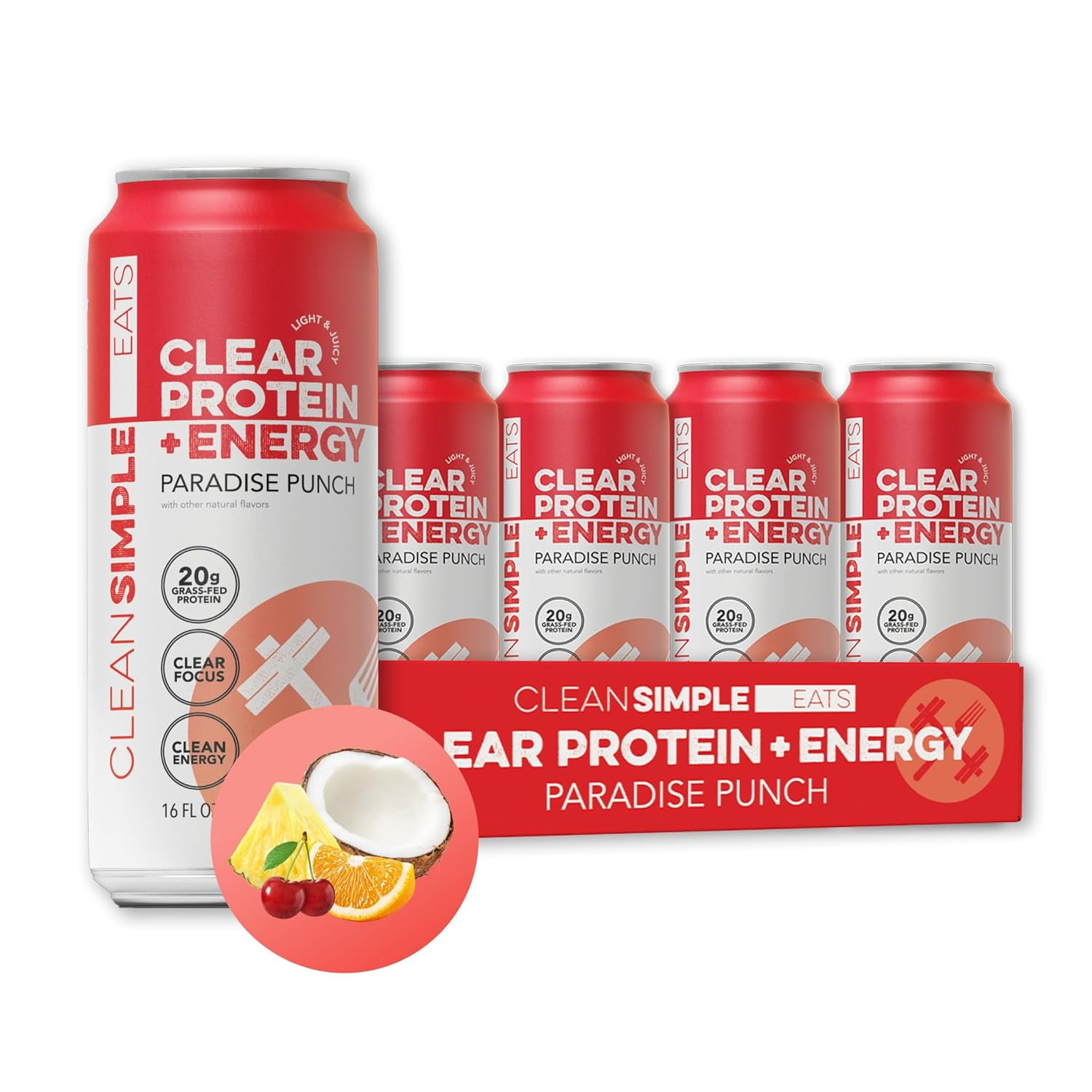 Clear Protein + Energy Paradise Punch 16 oz Can - 12 Pack - Walmart.com