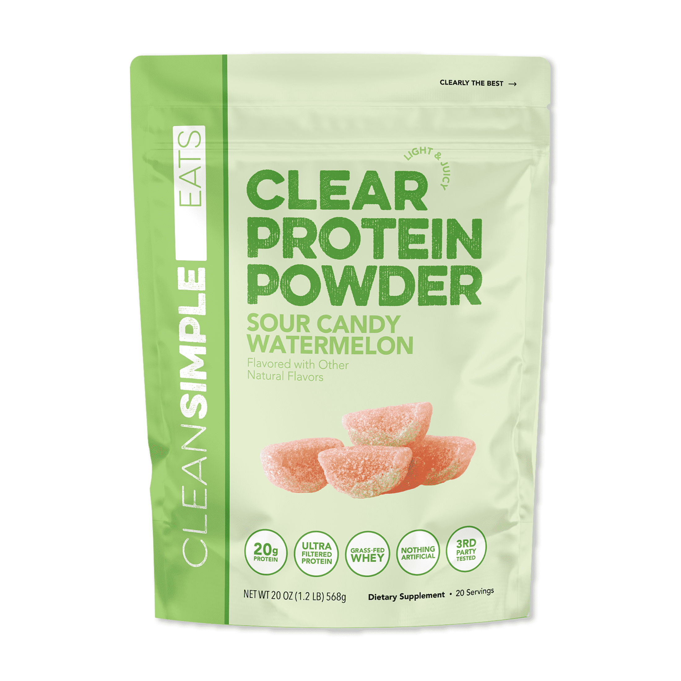 Clean Simple Eats Clear Whey Protein Powder, Sour Candy Watermelon ...