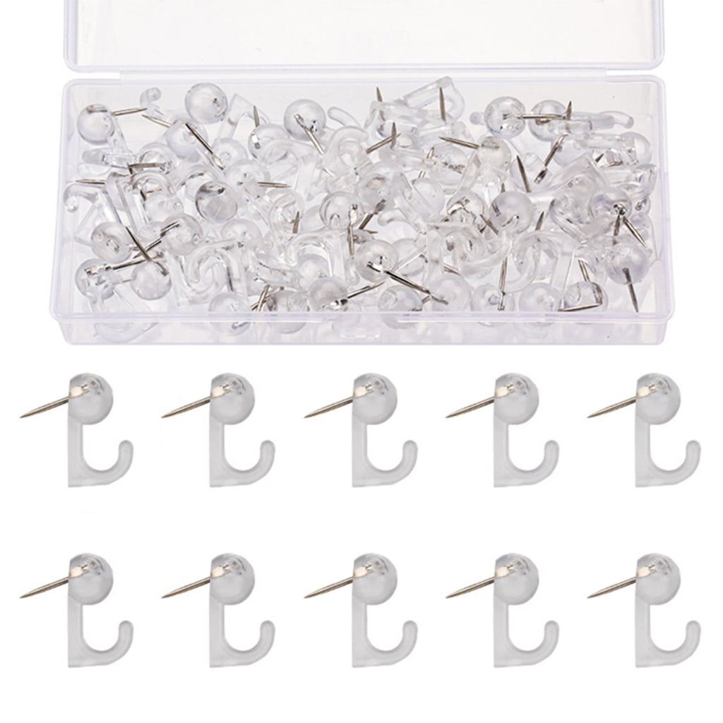 Clear Push Pin Clip Cork Board Hook Pin Decorative Thumb Tacks Hook for ...