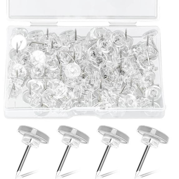 Clear Push Pin Tacks, Premium Thumb Tacks Steel Point and Plastic Flat ...