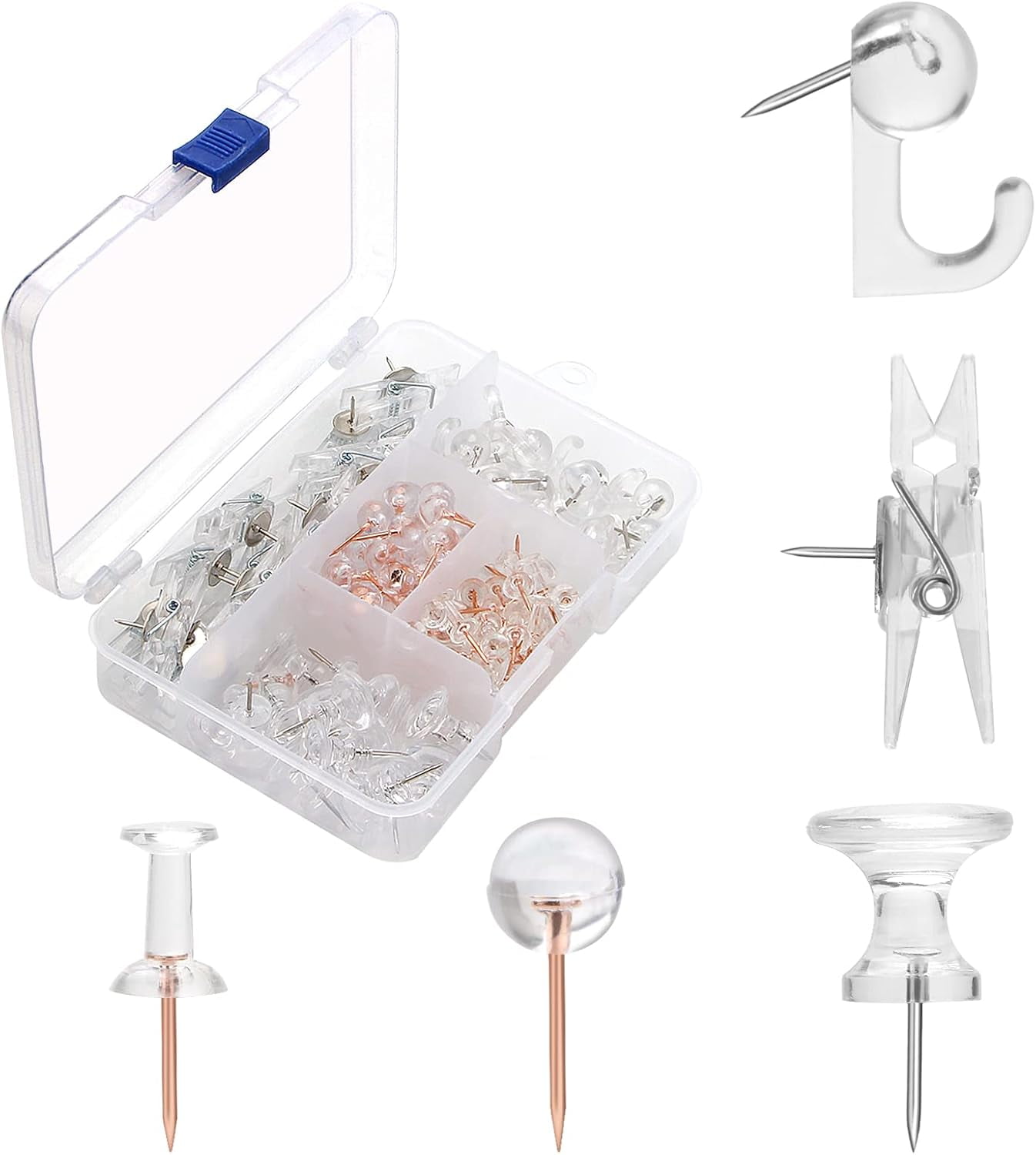 Clear Push Pins Set, Styles-count Thumb Tacks Map Pins, Steel Point and ...