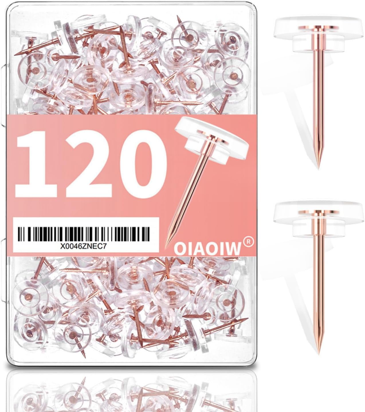 Clear Push Pins Tacks Count in Reusable Box for Bulletin Boards and ...