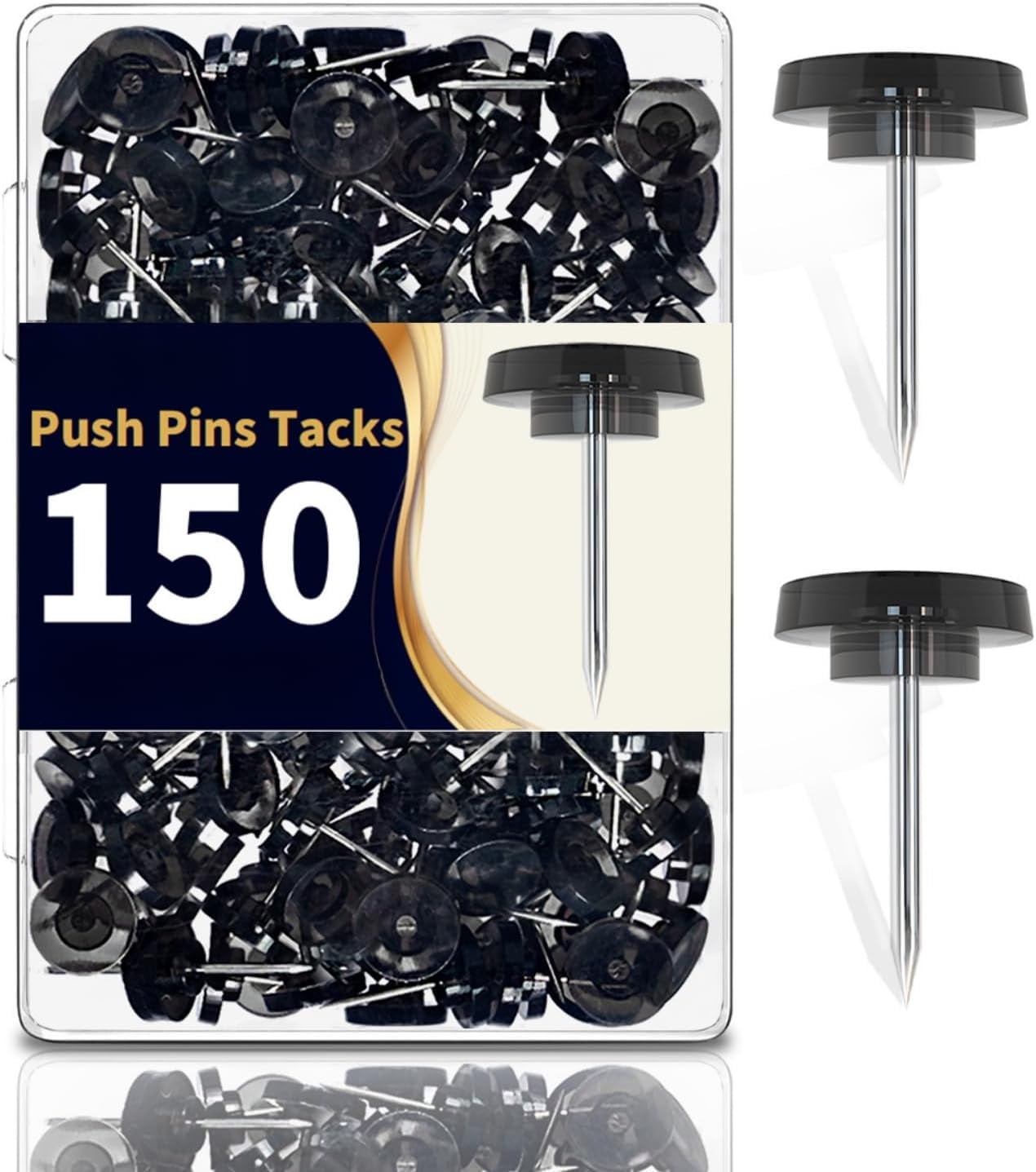 Clear Push Pins Tacks Count in Reusable Box for Bulletin Boards and ...