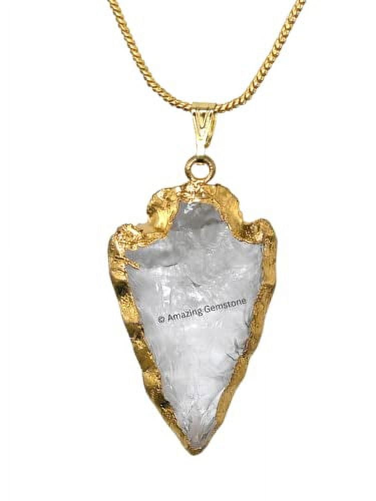 Clear Quartz Arrowhead Necklace for Men Women (Gold Edged) - Walmart.com