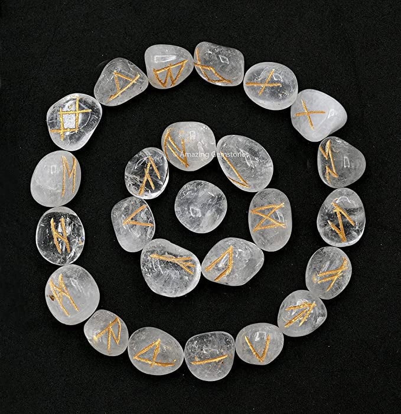 Clear Quartz Crystal Runes Stone Set Elder Futhark - Walmart.com