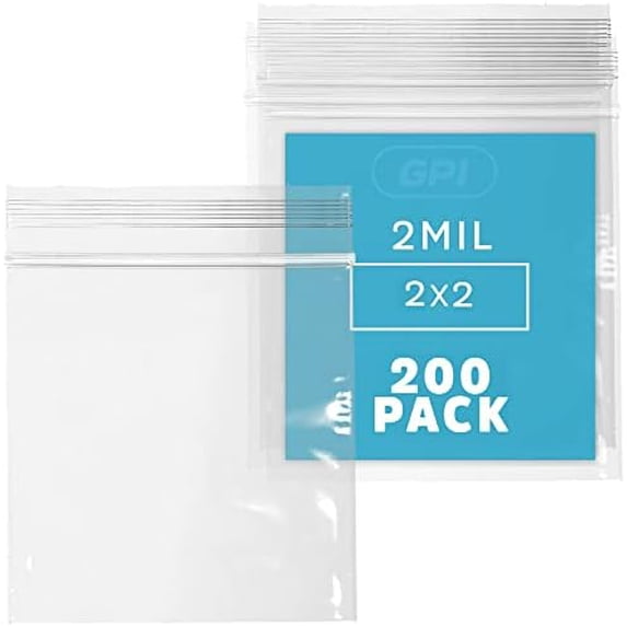 Clear Reclosable Zip Bags - of 200 2" X 2" 2 Mil Thick & Durable Poly ...