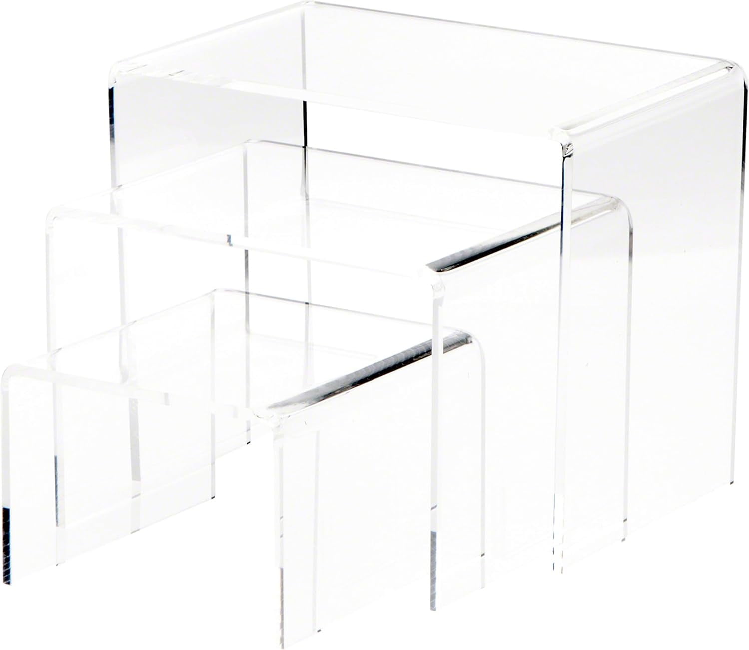 Clear Rectangular Display Risers, 6" Deep Assortment, Set of 3 (1/4 ...
