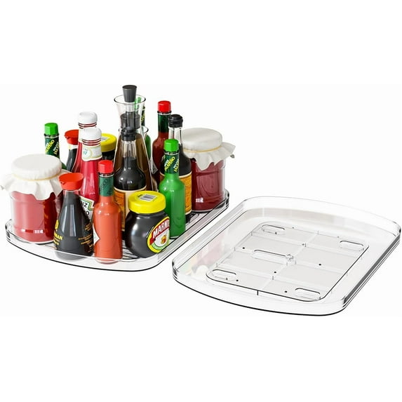 Clear Refrigerator Lazy Susan Turntable,15.7''x11.8'',Rectangular ...