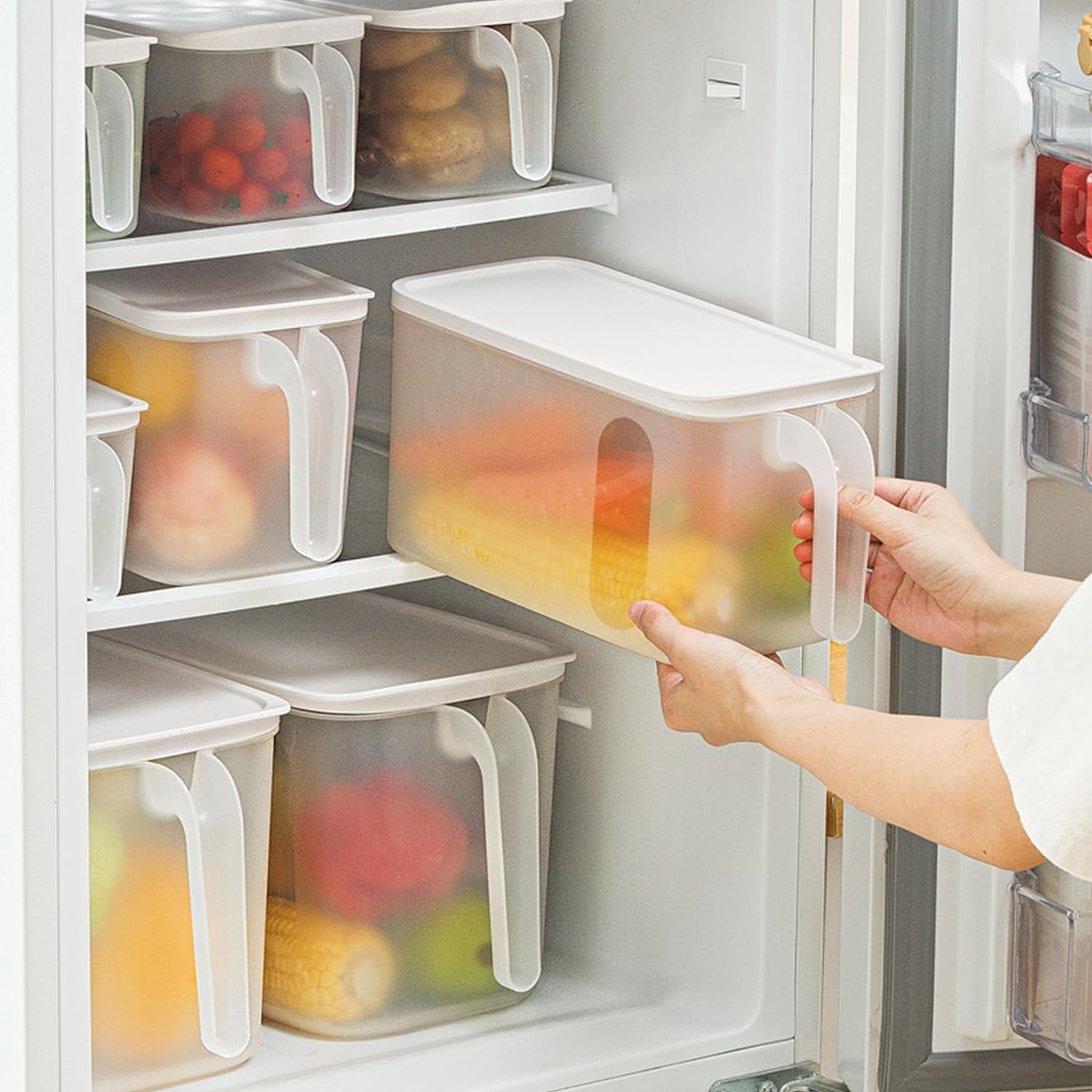 Clear Refrigerator Organizer Bins With Lids - Plastic Stackable Food ...