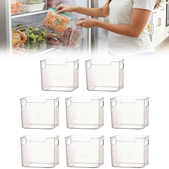Clear Refrigerator Storage Bins, Tiered Fridge Containers with Grip ...