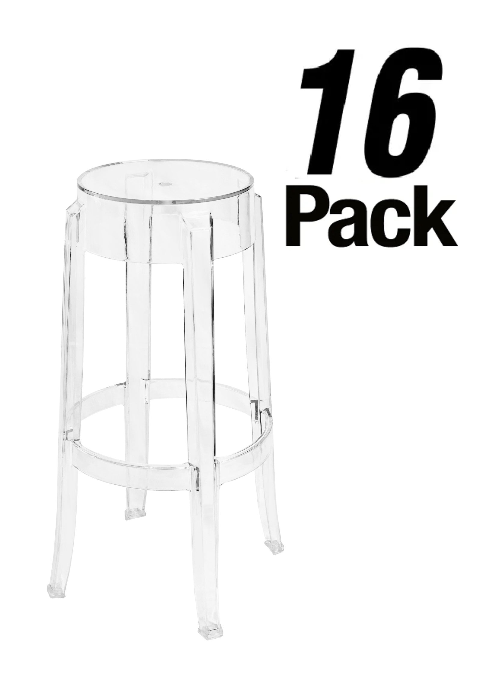 Clear Resin Backless Ghost Barstool, 16 Stool Bundle by Chivari ...