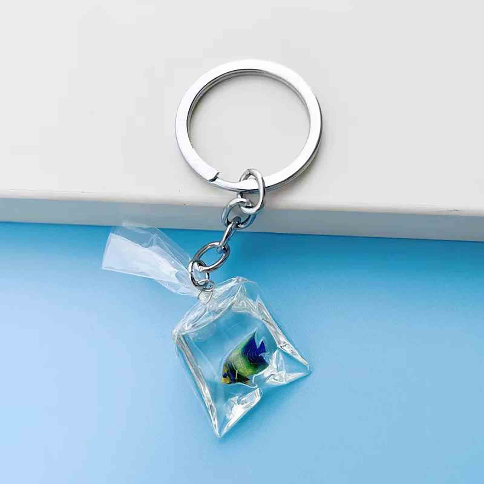 Clear Resin Fish Cute Resin Fish Key Chain Water Bag Fish Key Ring ...