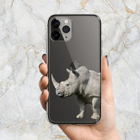 Clear Rhino Wild Animal Themed Rhinoceros Phone Case 17 16 15 14 13 12 ...