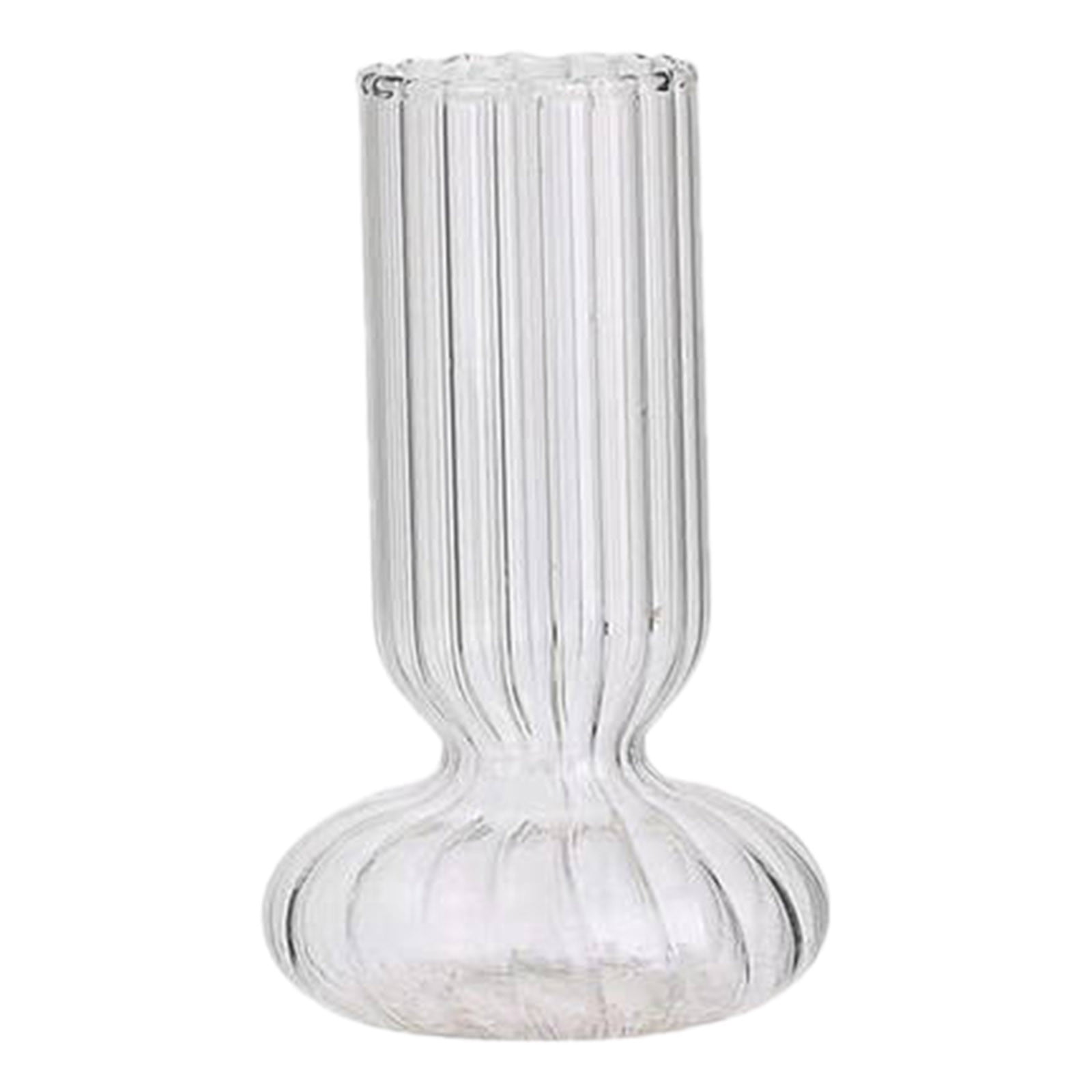Clear Ribbed Glass Vase-Modern Fluted Design for Table Centerpieces ...