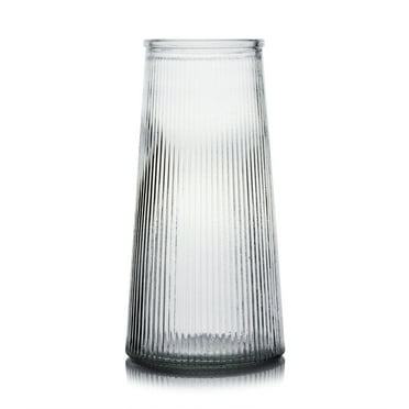 Ribbed Small Brown Glass Cylinder Vase for Dining Table & Wedding Decor ...