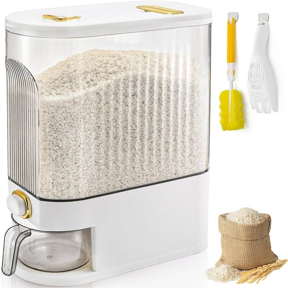 Clear Rice Holder Dispenser, 22 Lbs Large Grain Storage Container with ...