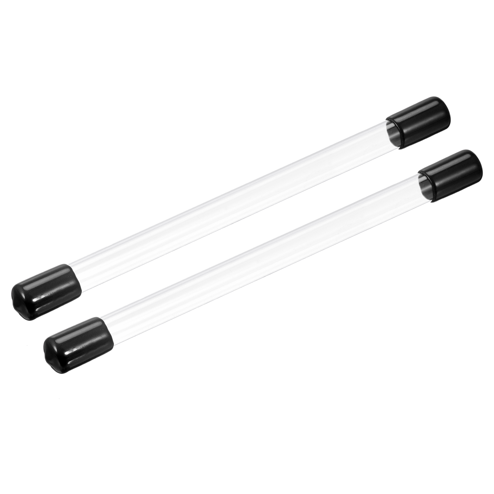 Clear Rigid Tube Round Plastic Tubing with Black Rubber Cap, 305mm/ 12 ...