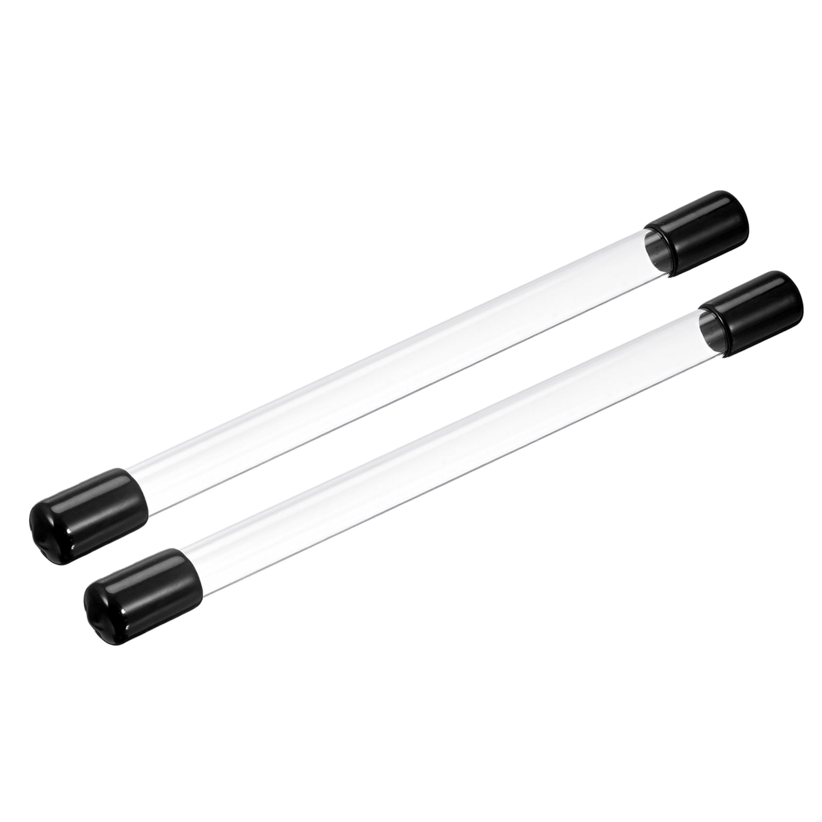 Clear Rigid Tube Round Plastic Tubing with Black Rubber Cap, 305mm/ 12 ...