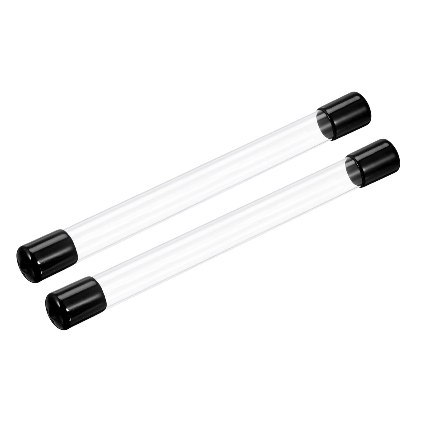 Clear Rigid Tube Round Plastic Tubing with Black Rubber Cap, 305mm/ 12 ...