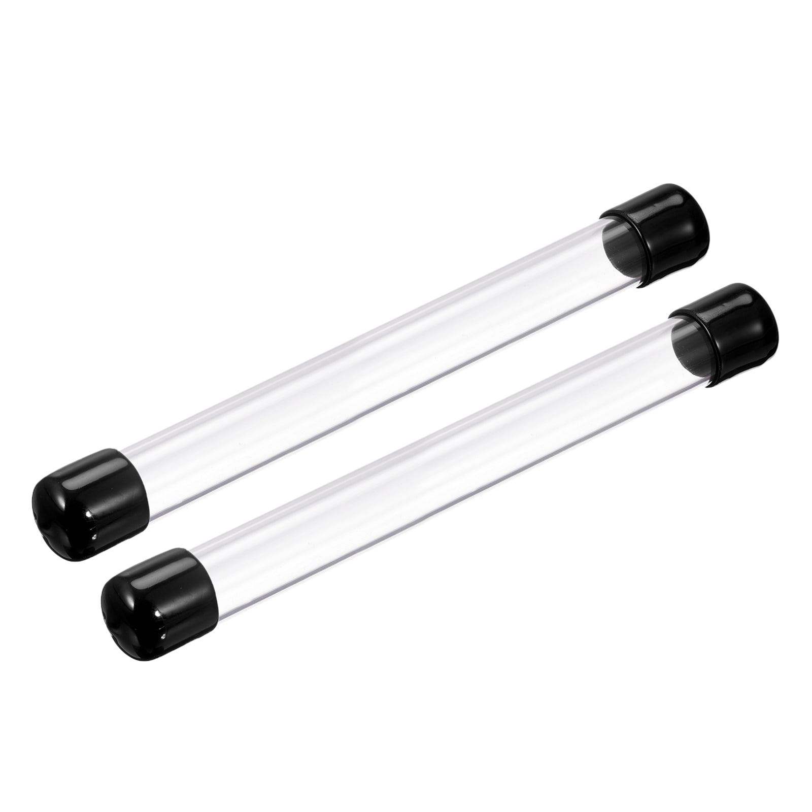 Clear Rigid Tube Round Plastic Tubing with Black Rubber Cap, 305mm/ 12 ...