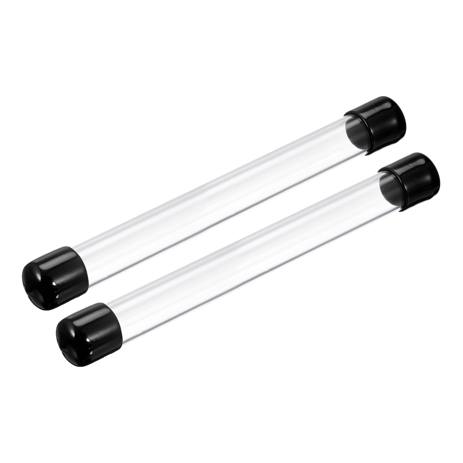 Clear Rigid Tube Round Plastic Tubing with Black Rubber Cap, 305mm/ 12 ...