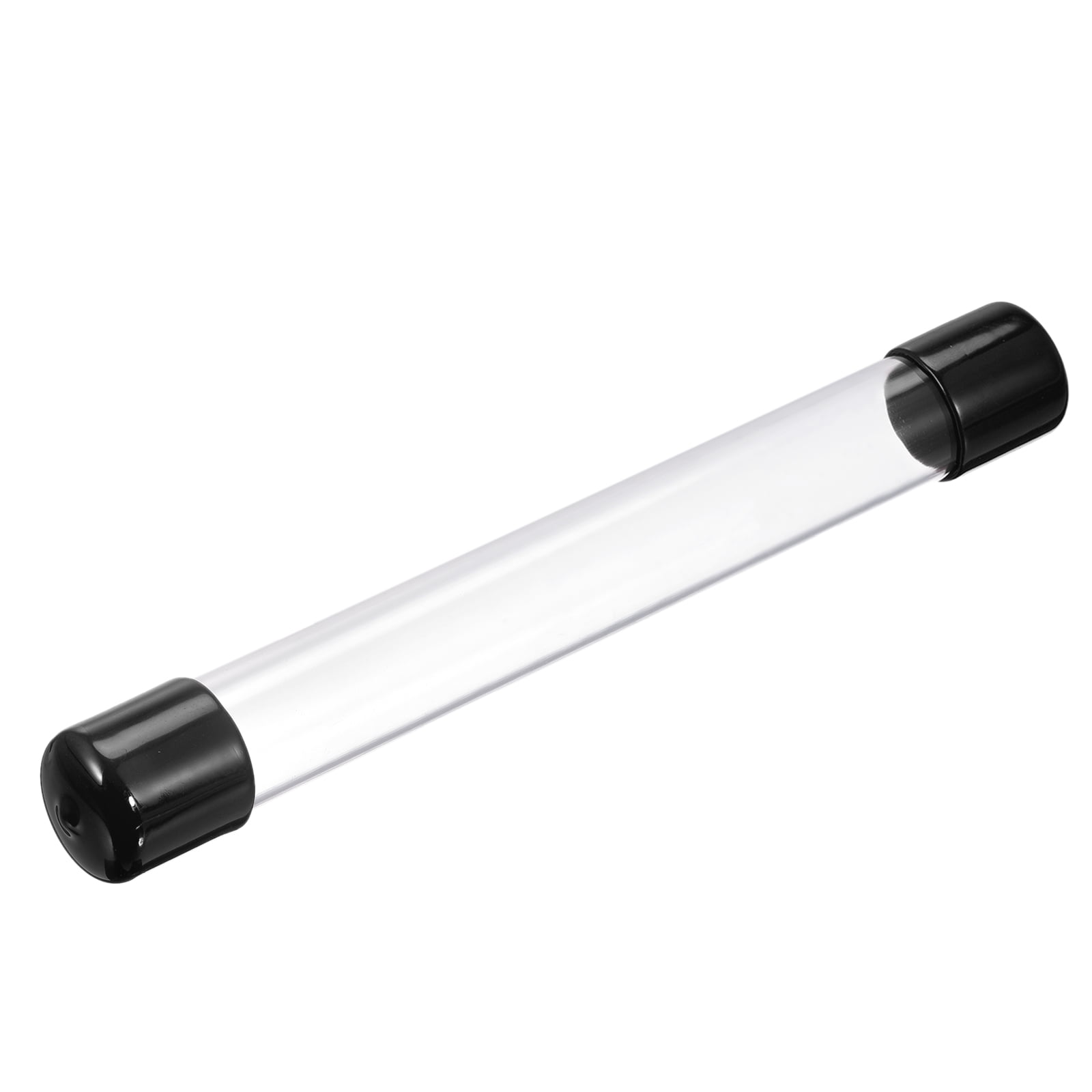 Clear Rigid Tube Round Plastic Tubing with Black Rubber Cap, 305mm/ 12 ...