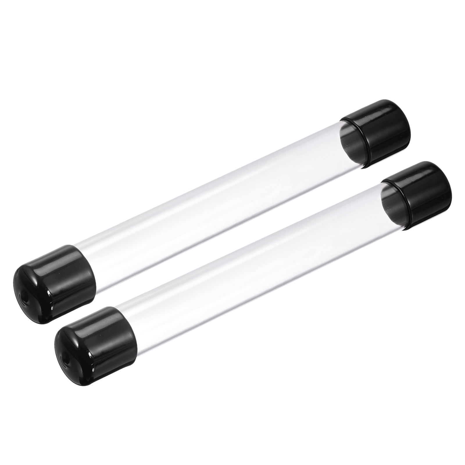 Clear Rigid Tube Round Plastic Tubing with Black Rubber Cap, 305mm/ 12 ...