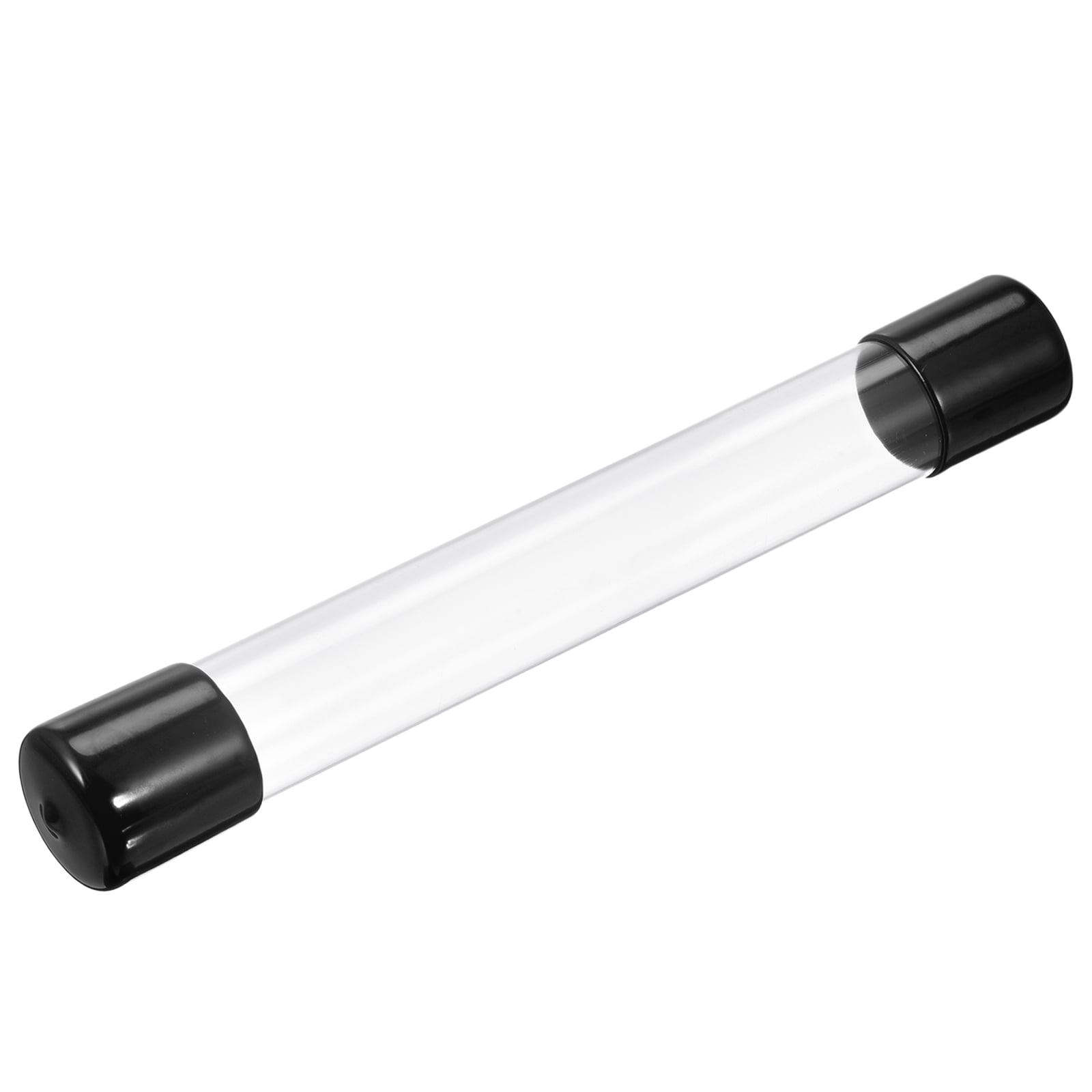 Clear Rigid Tube Round Plastic Tubing with Black Rubber Cap, 305mm/ 12 ...