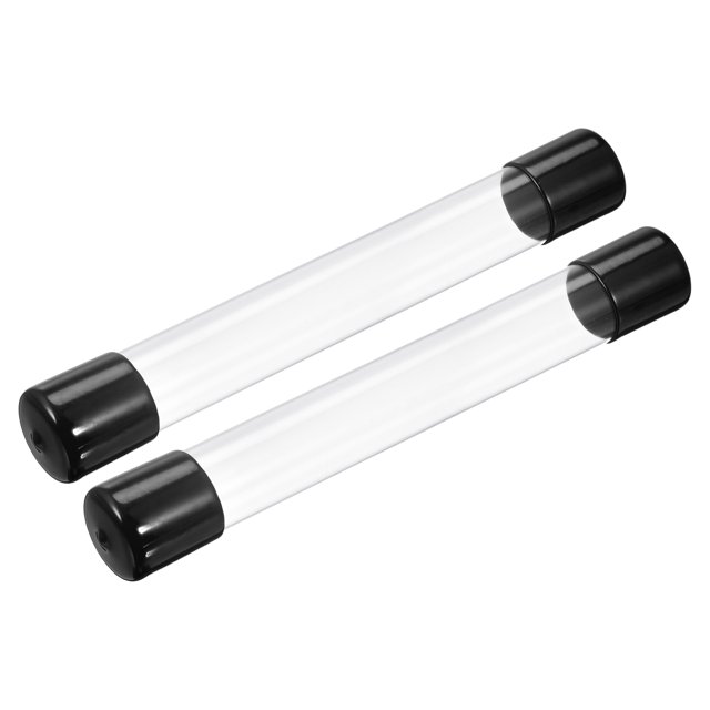 Clear Rigid Tube Round Plastic Tubing with Black Rubber Cap, 305mm/ 12 ...