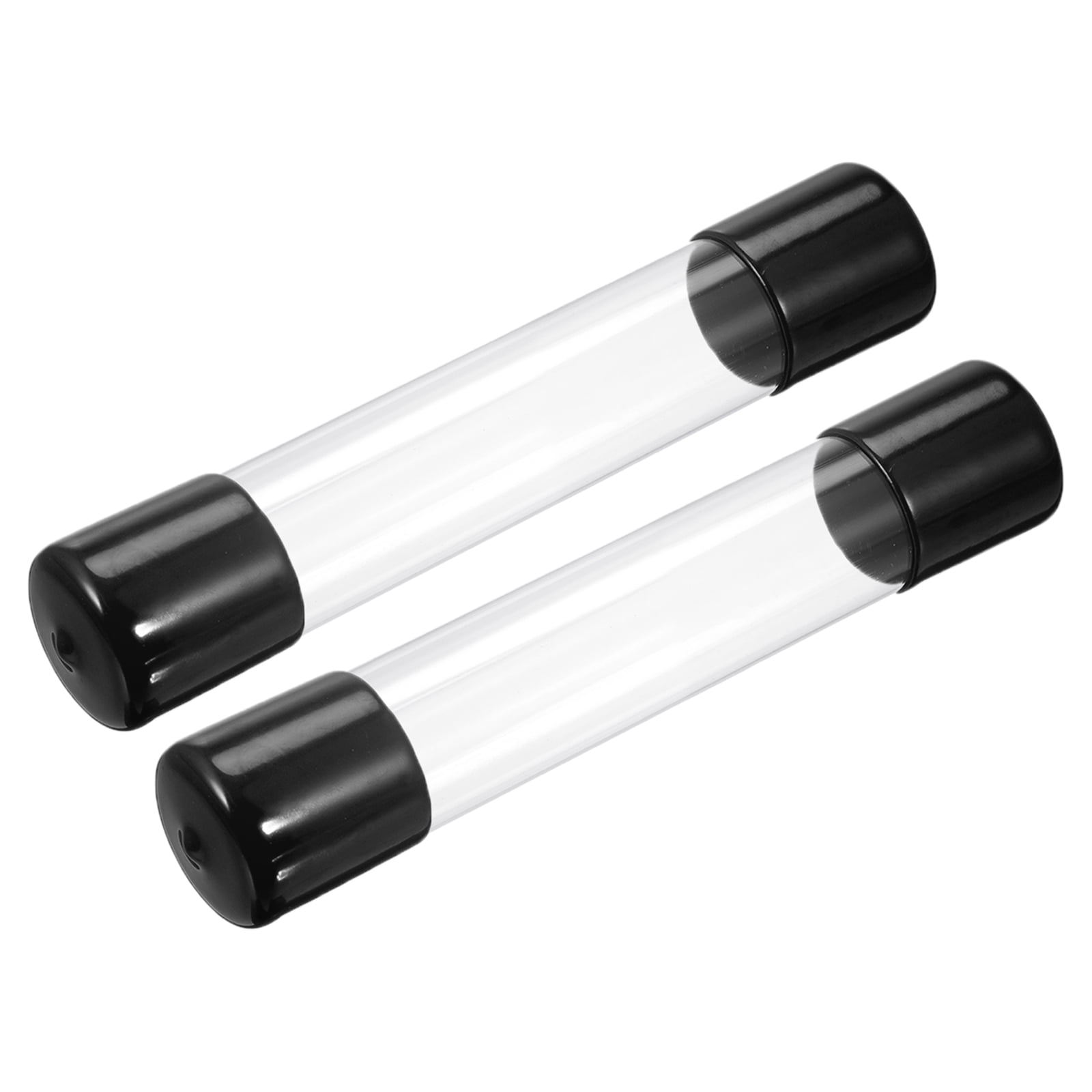 Clear Rigid Tube Round Plastic Tubing with Black Rubber Cap, 305mm/ 12 ...