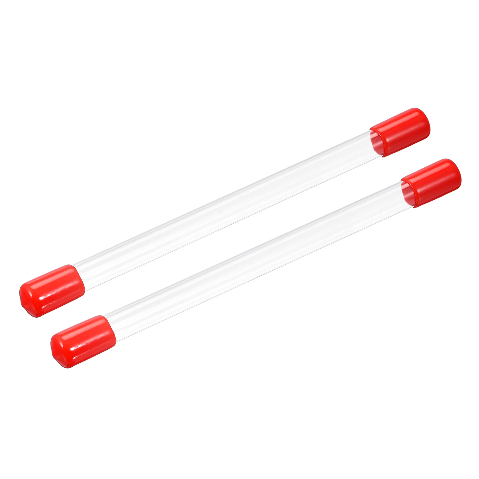 Clear Rigid Tube Round Plastic Tubing with Red Rubber Cap, 305mm/ 12 ...