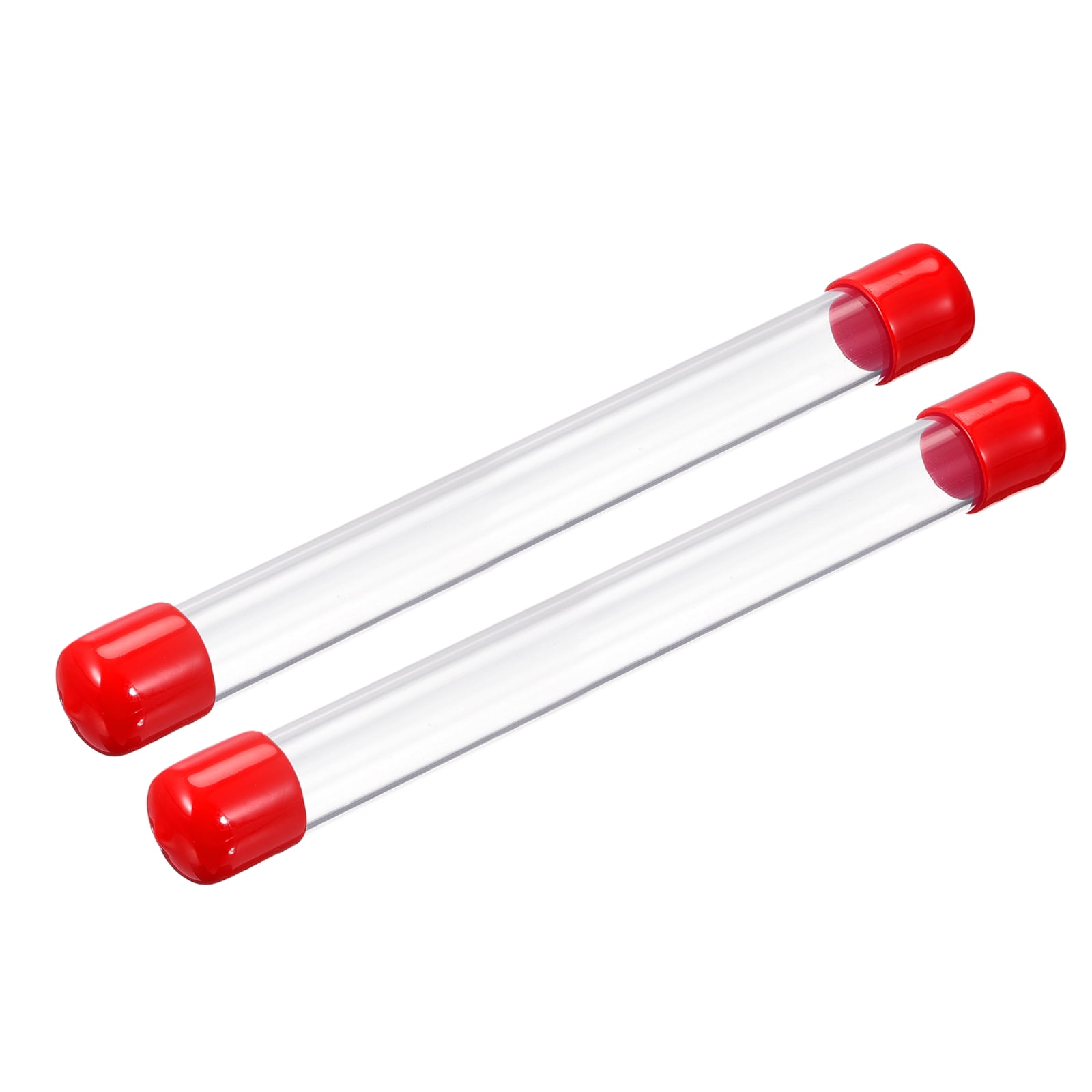 Clear Rigid Tube Round Plastic Tubing with Red Rubber Cap, 305mm/ 12 ...