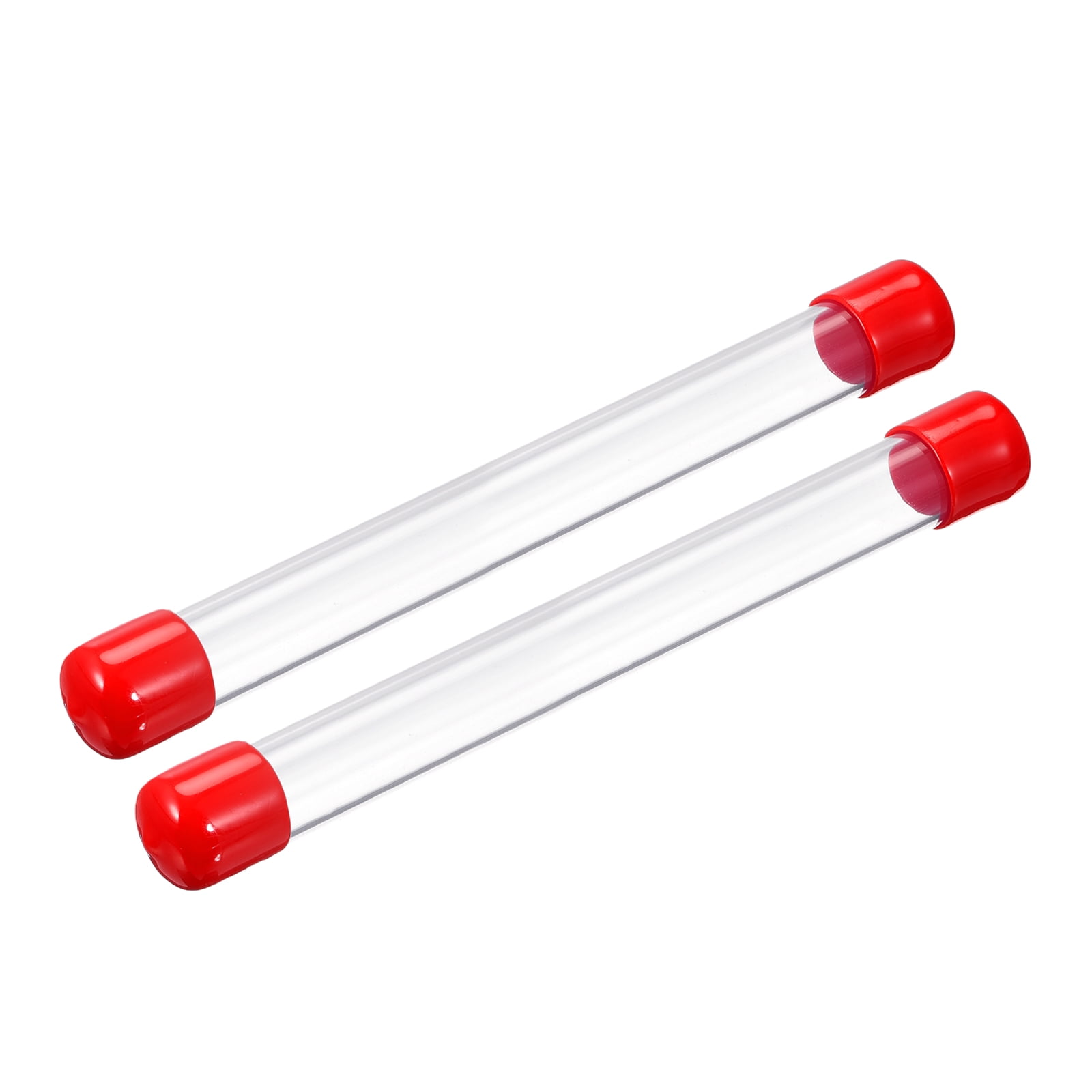 Clear Rigid Tube Round Plastic Tubing with Red Rubber Cap, 305mm/ 12 ...