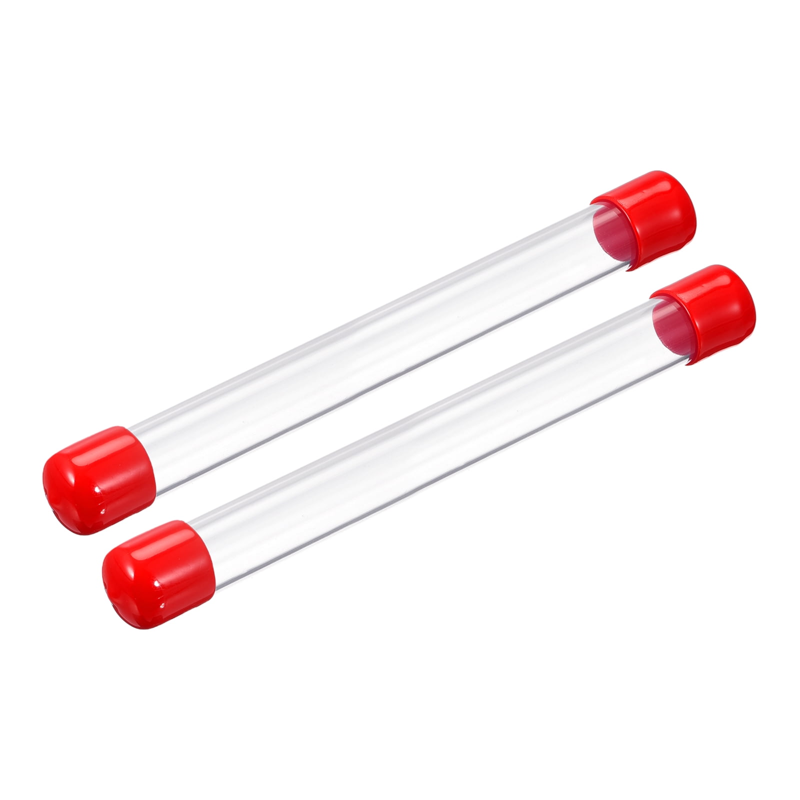 Clear Rigid Tube Round Plastic Tubing with Red Rubber Cap, 305mm/ 12 ...