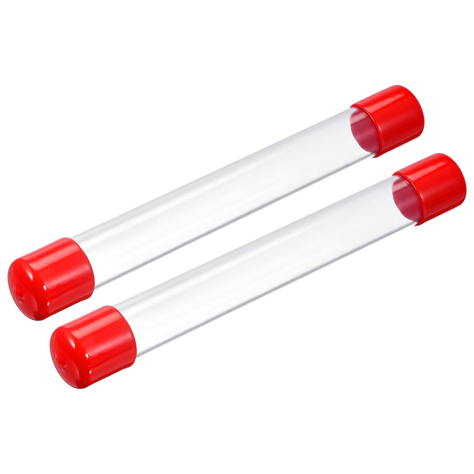 Clear Rigid Tube Round Plastic Tubing with Red Rubber Cap, 305mm/ 12 ...