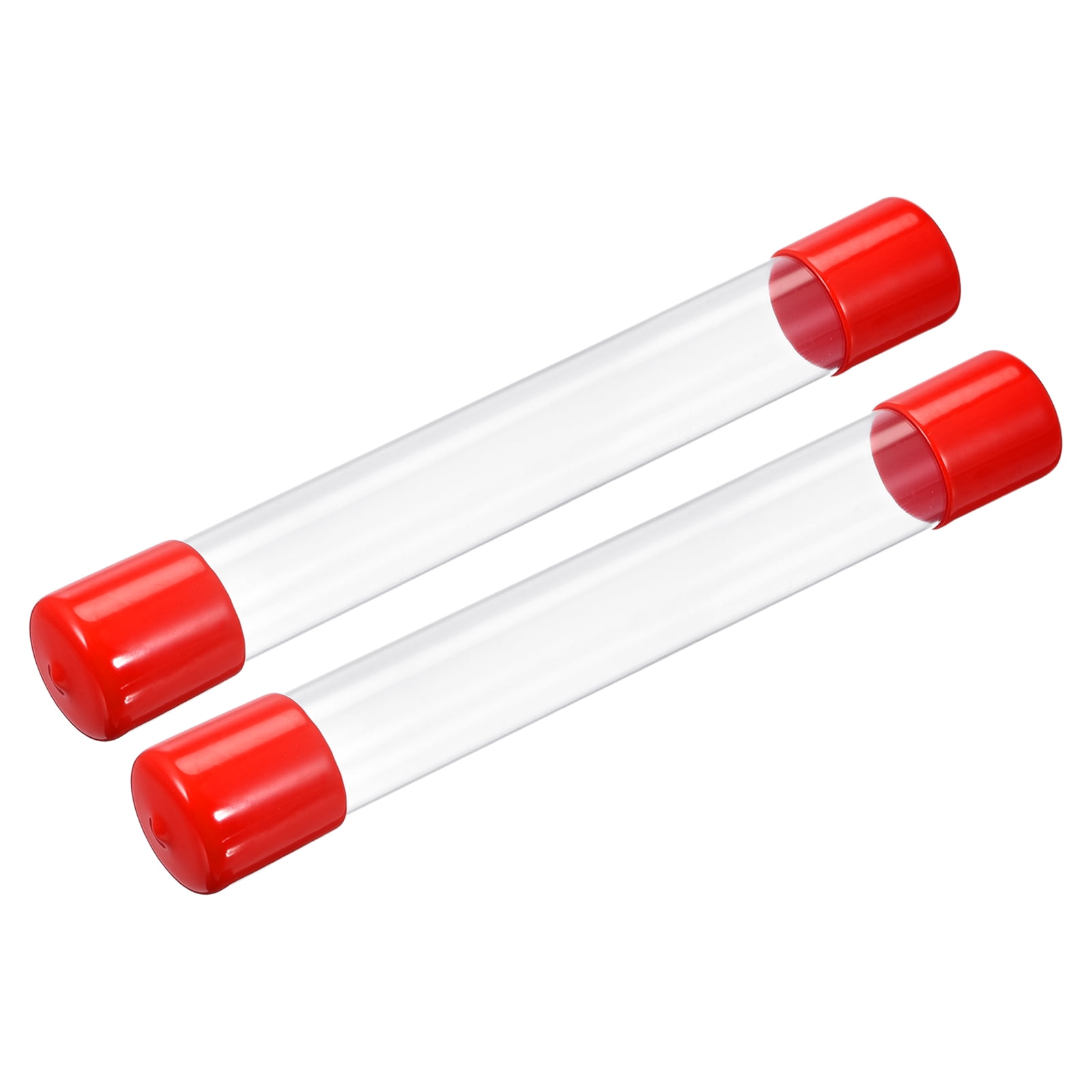 Clear Rigid Tube Round Plastic Tubing with Red Rubber Cap, 305mm/ 12 ...