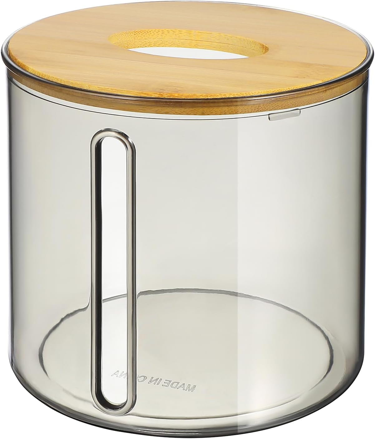 Clear Roll Tissue Box Holder with Wood Lid Facial Tissue Dispenser Box ...