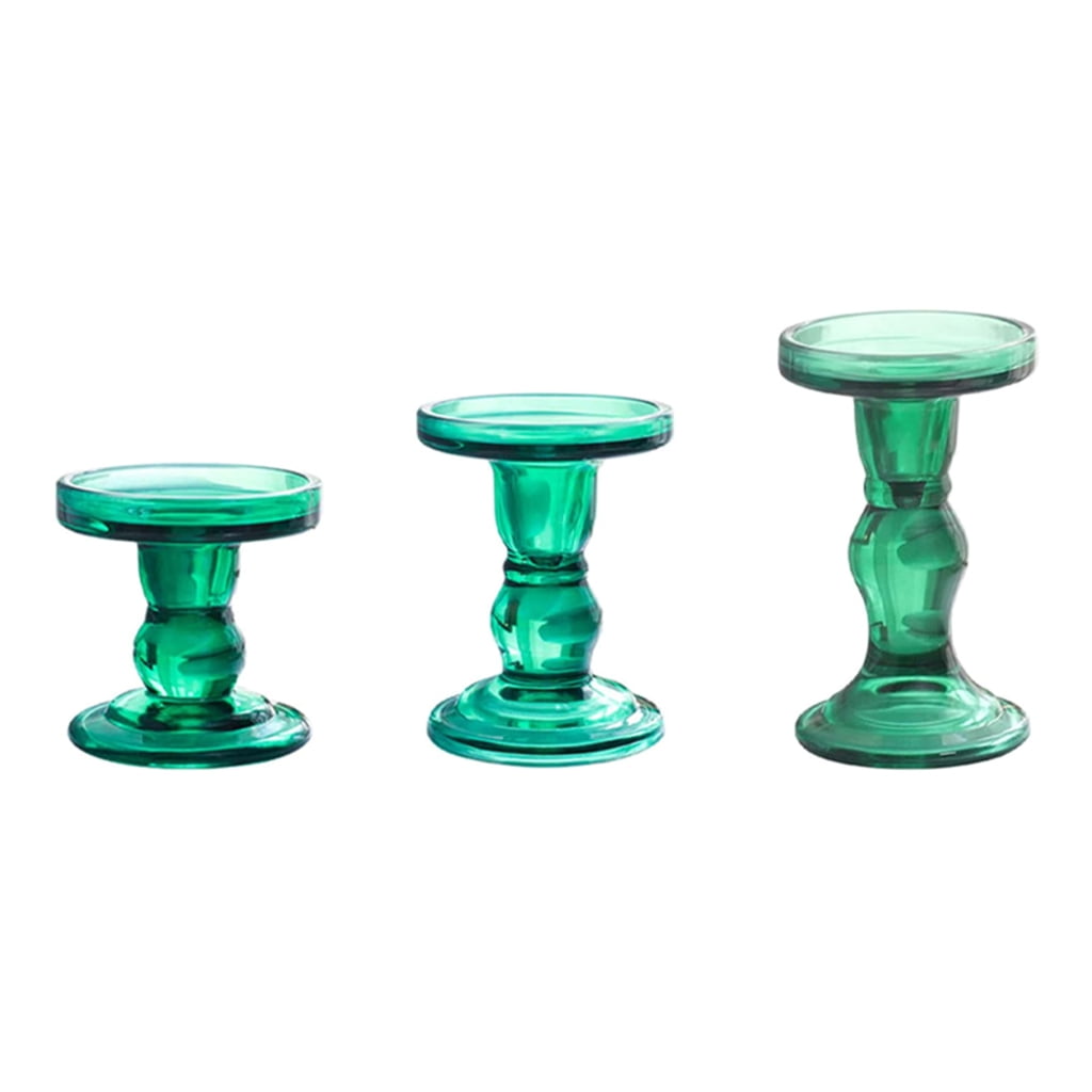 Clear Roman Styles Pillar Candle Holders, Set of 3 Candle Stand for ...