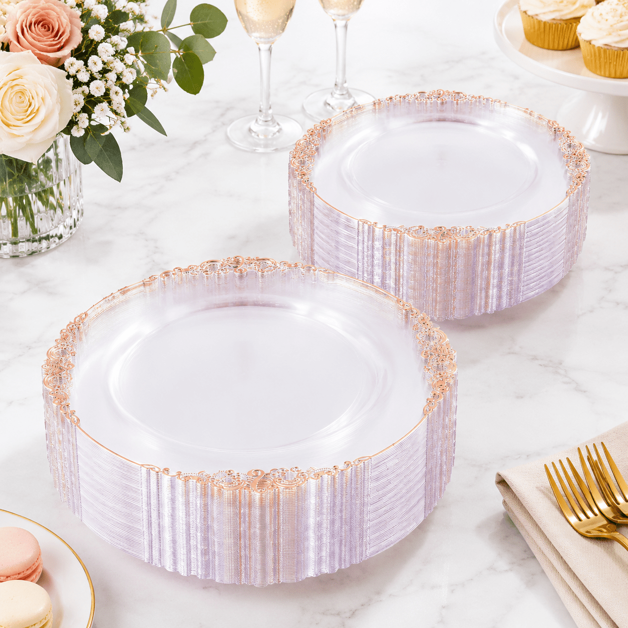 Clear Rose 7.5 inch/10.25 inch Disposable Plastic Party Plates ...