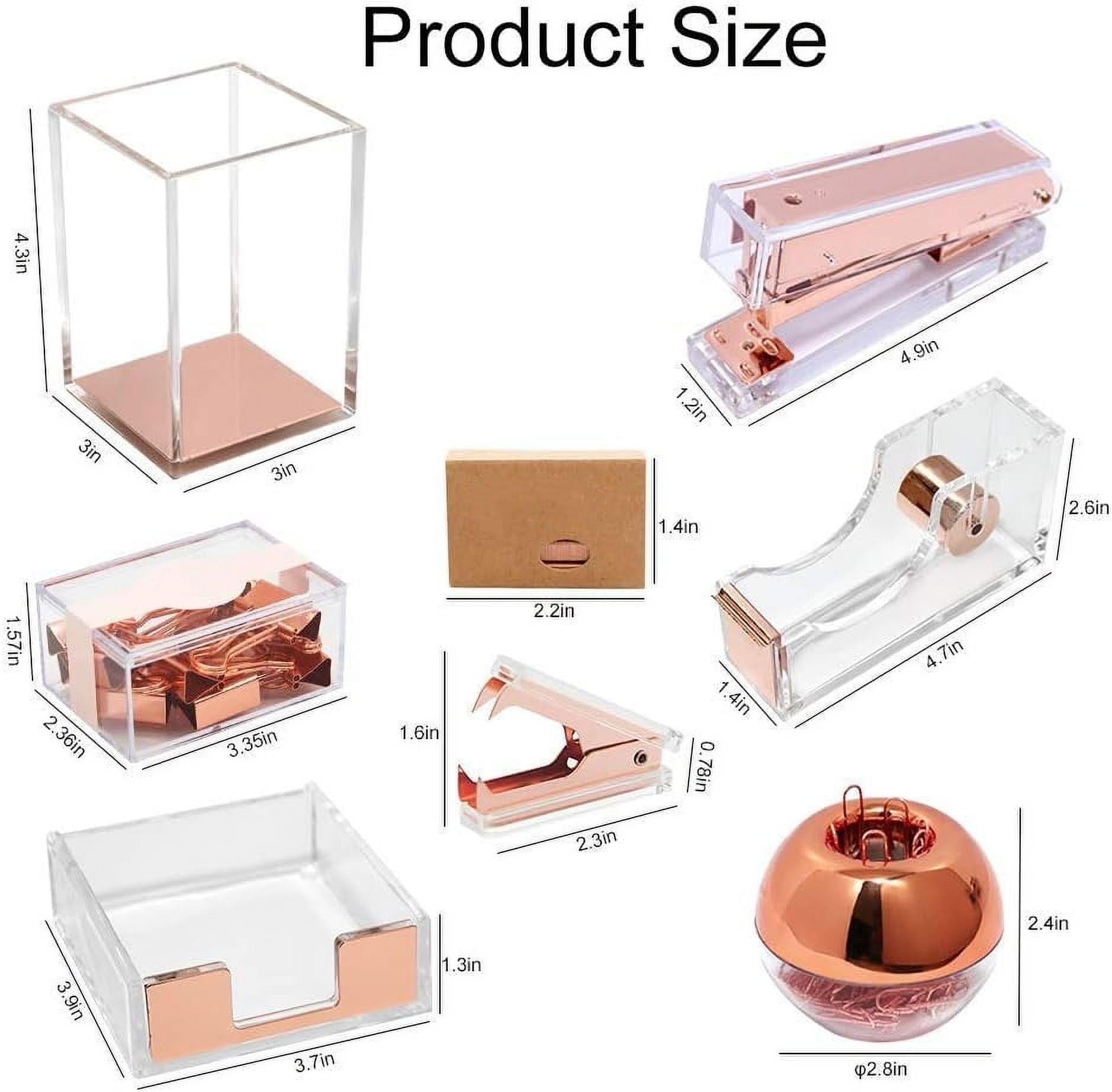 Clear Rose Gold Acrylic Office Desk Supplies Set Stapler, Tape ...