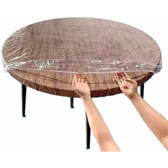 Clear Round Fitted Vinyl Tablecloth for 49-56" Diameter Tables - Heavy ...