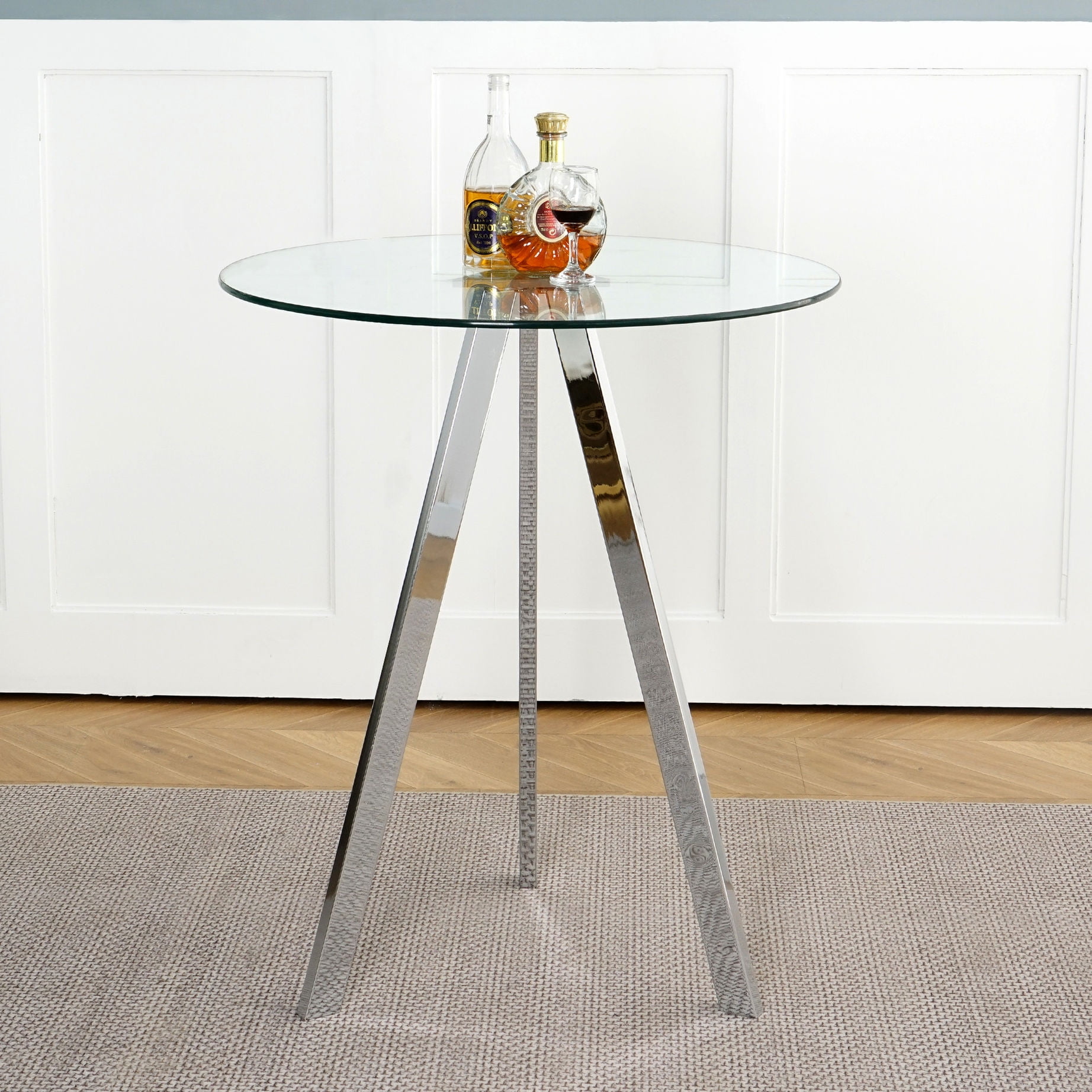 Clear Round Glass Dining Table with Assembly Instruction - Durable and ...