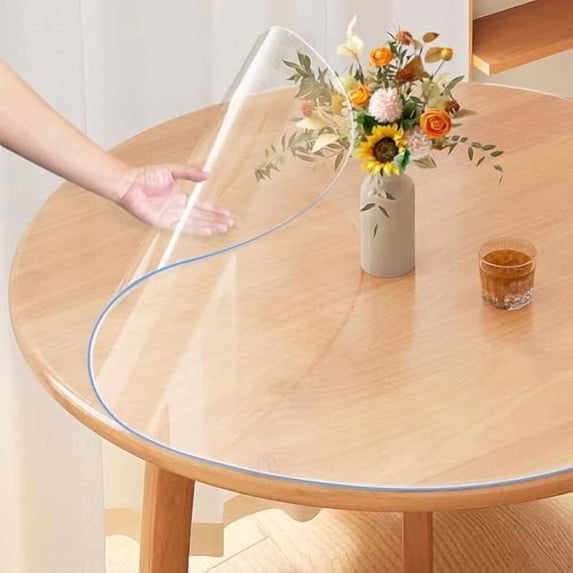 Clear Round Table Protector 48 Inch,1.5mm Clear Round Table Cover ...