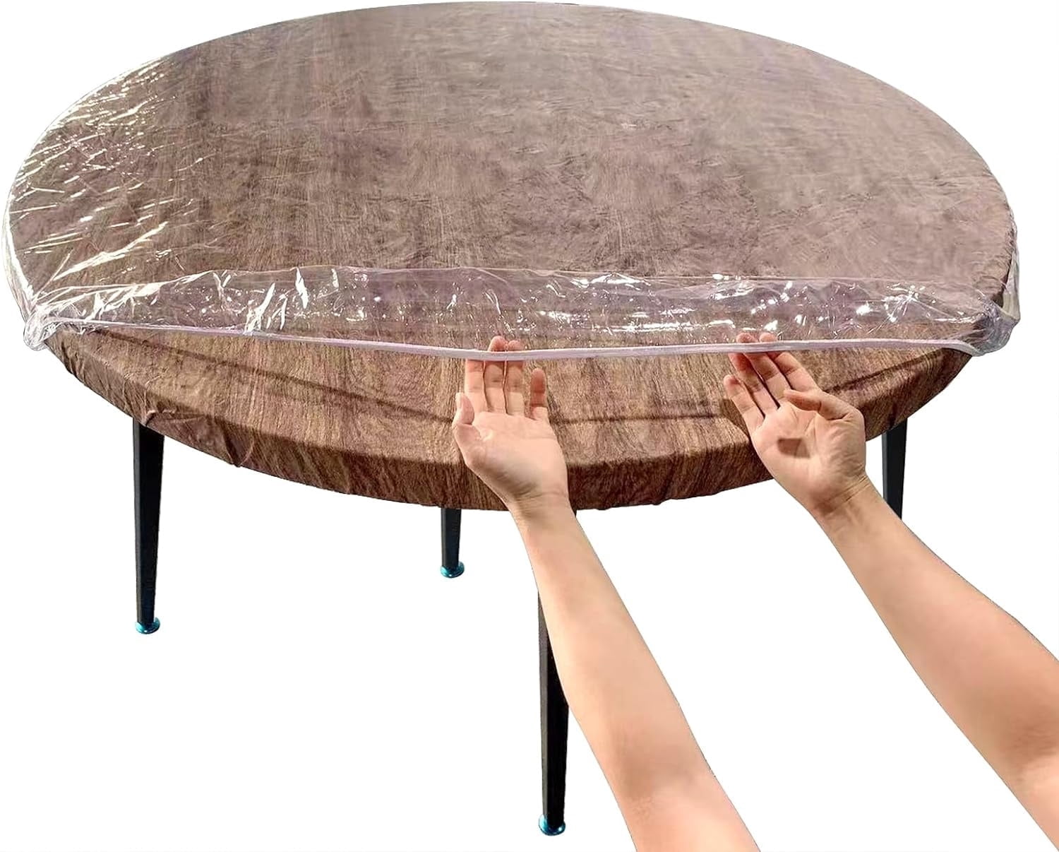 Clear Round Vinyl Fitted Tablecloth,Waterproof Oilcloth,Heavy Duty ...