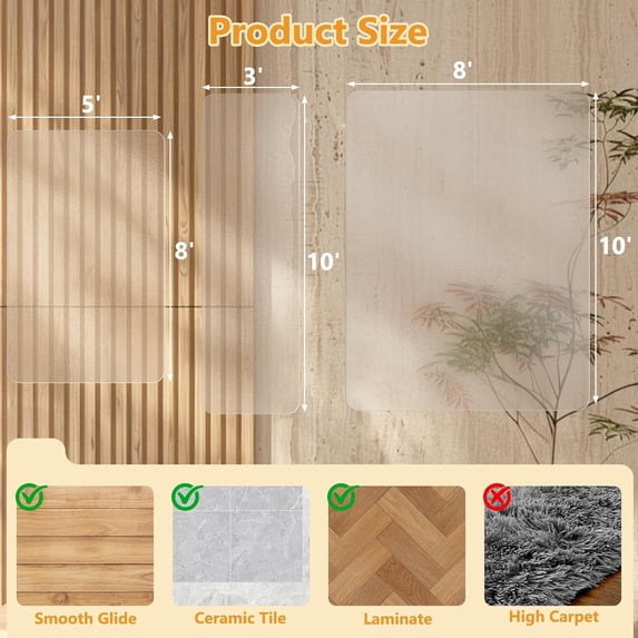 Clear Runner Rug 3'x10' for Hallway – Non Slip Waterproof Vinyl Carpet ...