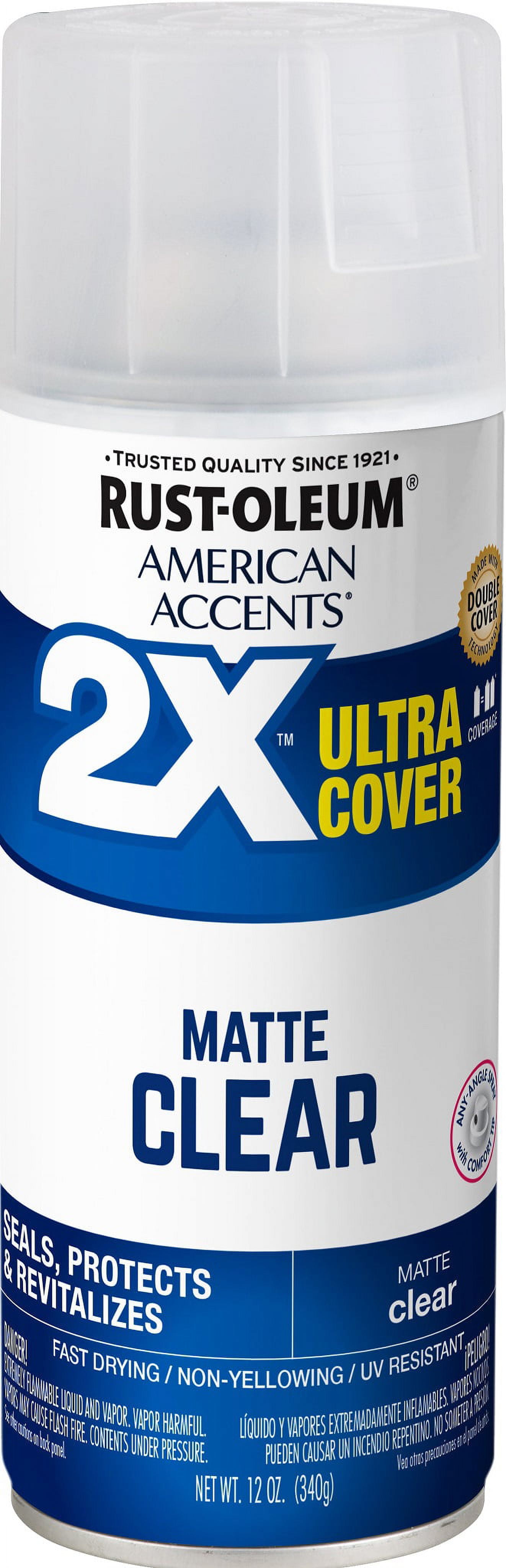 Clear, Rust-Oleum American Accents 2X Ultra Cover Matte Spray Paint- 12 ...